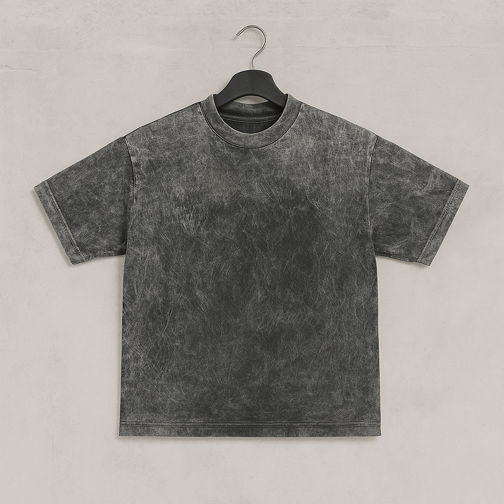 Camiseta 250GSM Oversized Gris Acid Wash – Backgrounds